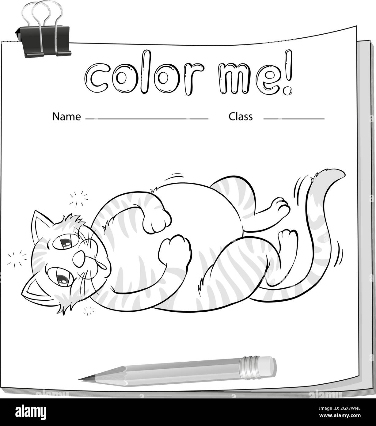 Coloring worksheet with a cat and a pencil Stock Vector Image & Art - Alamy