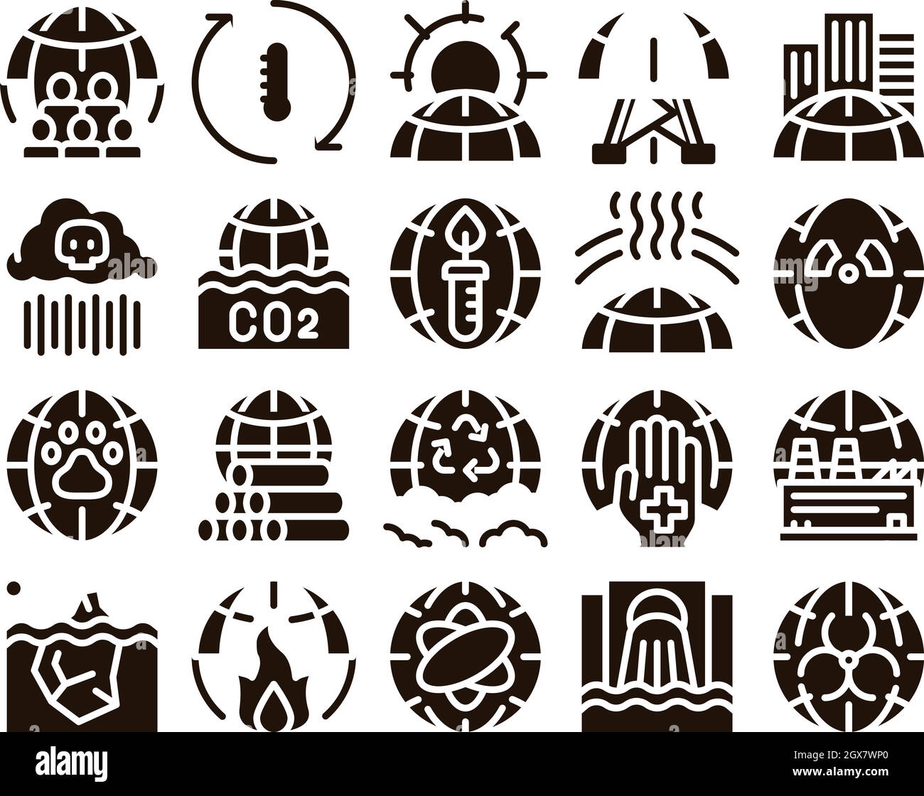 Environmental Problems Glyph Icons Set Vector Stock Vector Image & Art ...