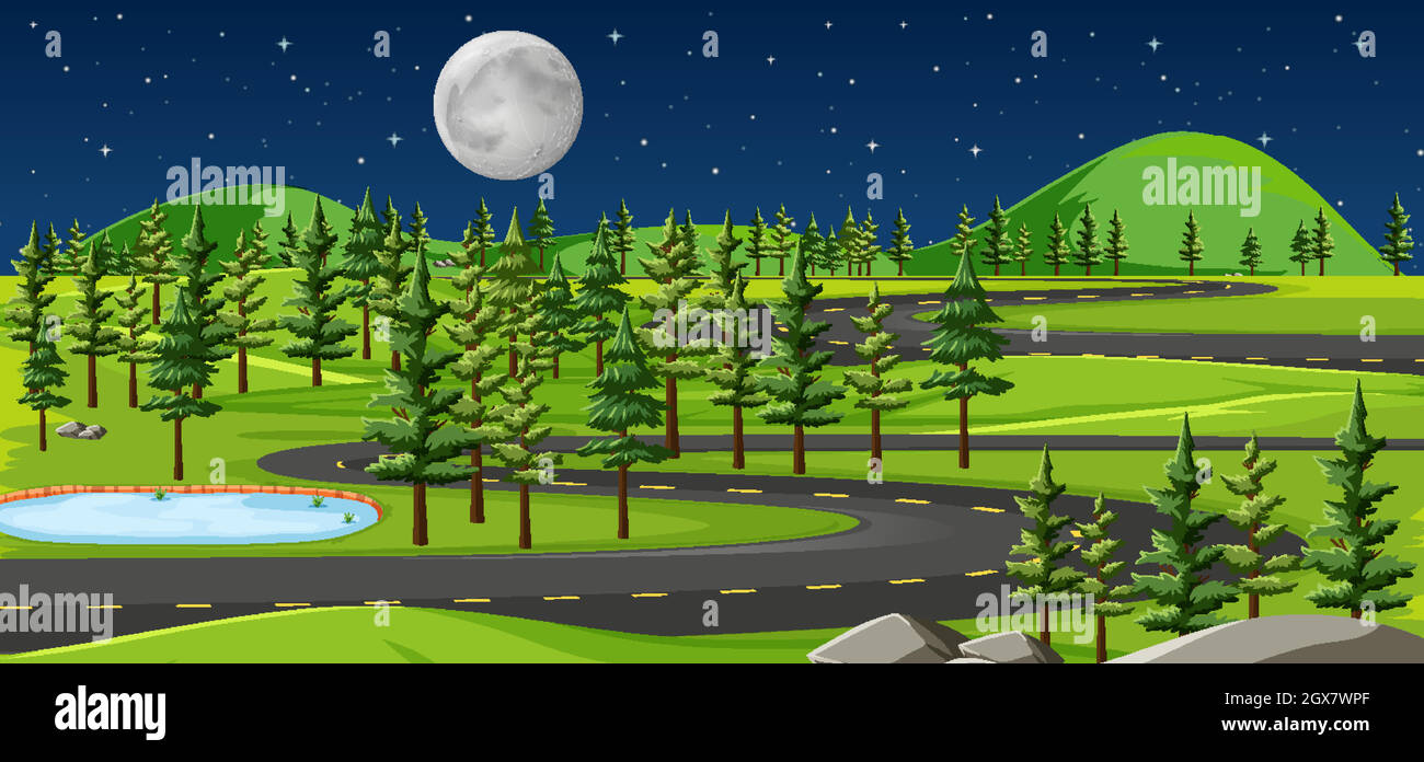 Dark night road Stock Vector Images - Alamy