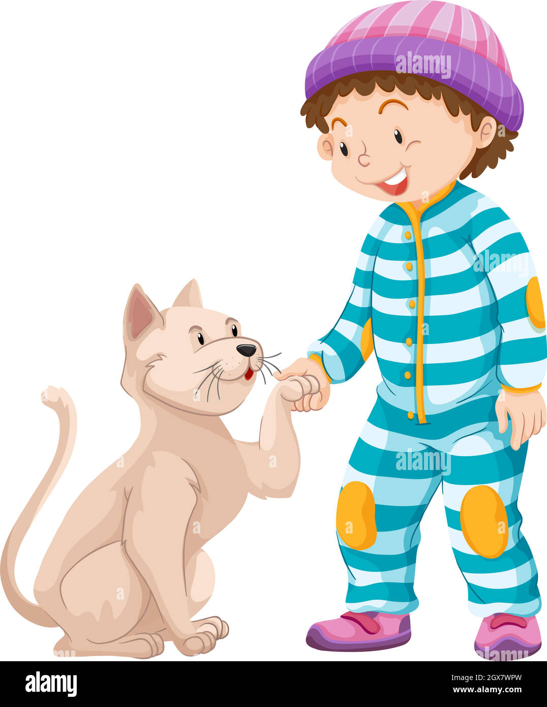 Little boy and pet cat Stock Vector Image & Art - Alamy