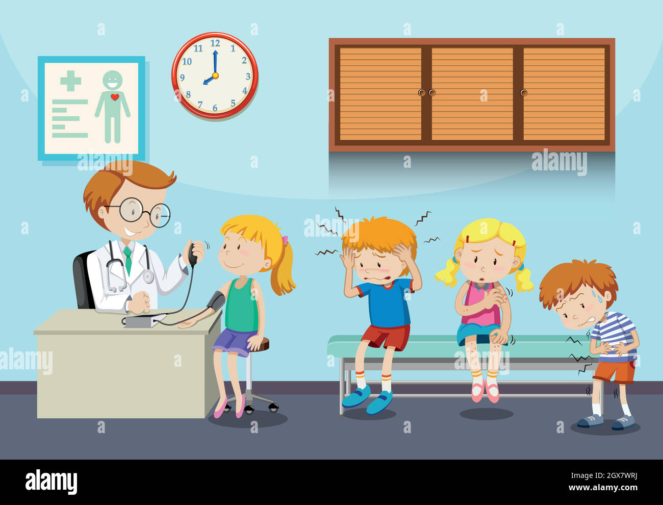 Sick children wait to see doctor Stock Vector Image & Art - Alamy