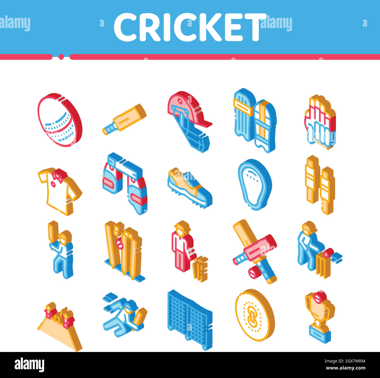 Cricket Game Isometric Elements Icons Set Vector Stock Vector Image ... Cricket Game Isometric Elements Icons Set Vector Stock Vector Image ...