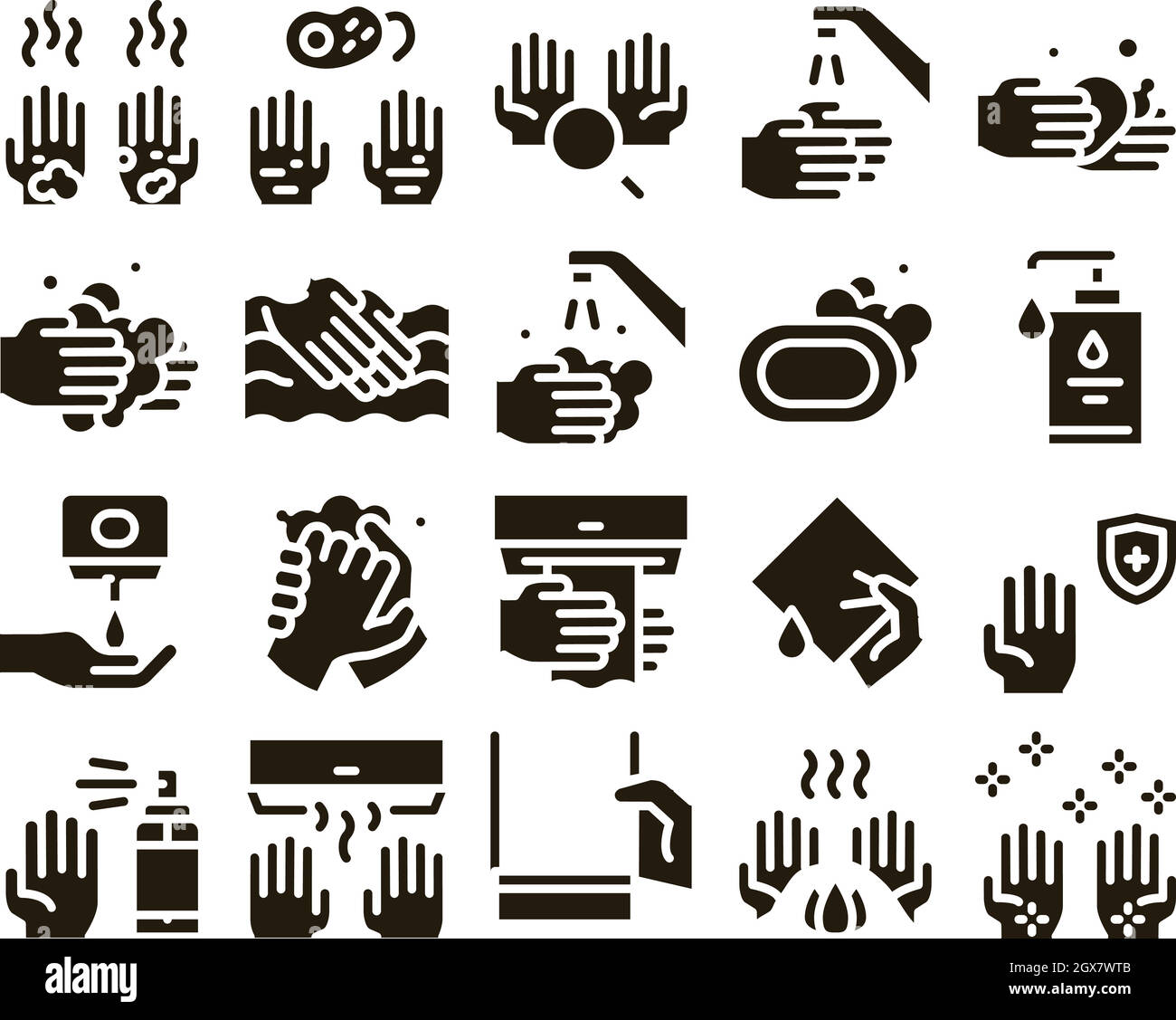 Hand Healthy Hygiene Glyph Set Vector Stock Vector Image & Art - Alamy