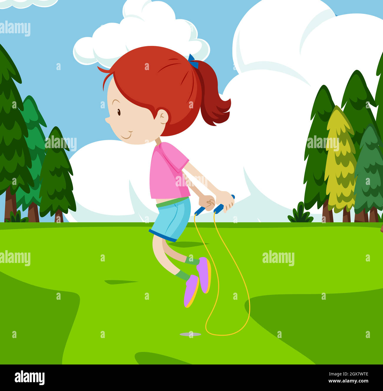 Rope Jumping in the Garden Stock Vector Image & Art - Alamy
