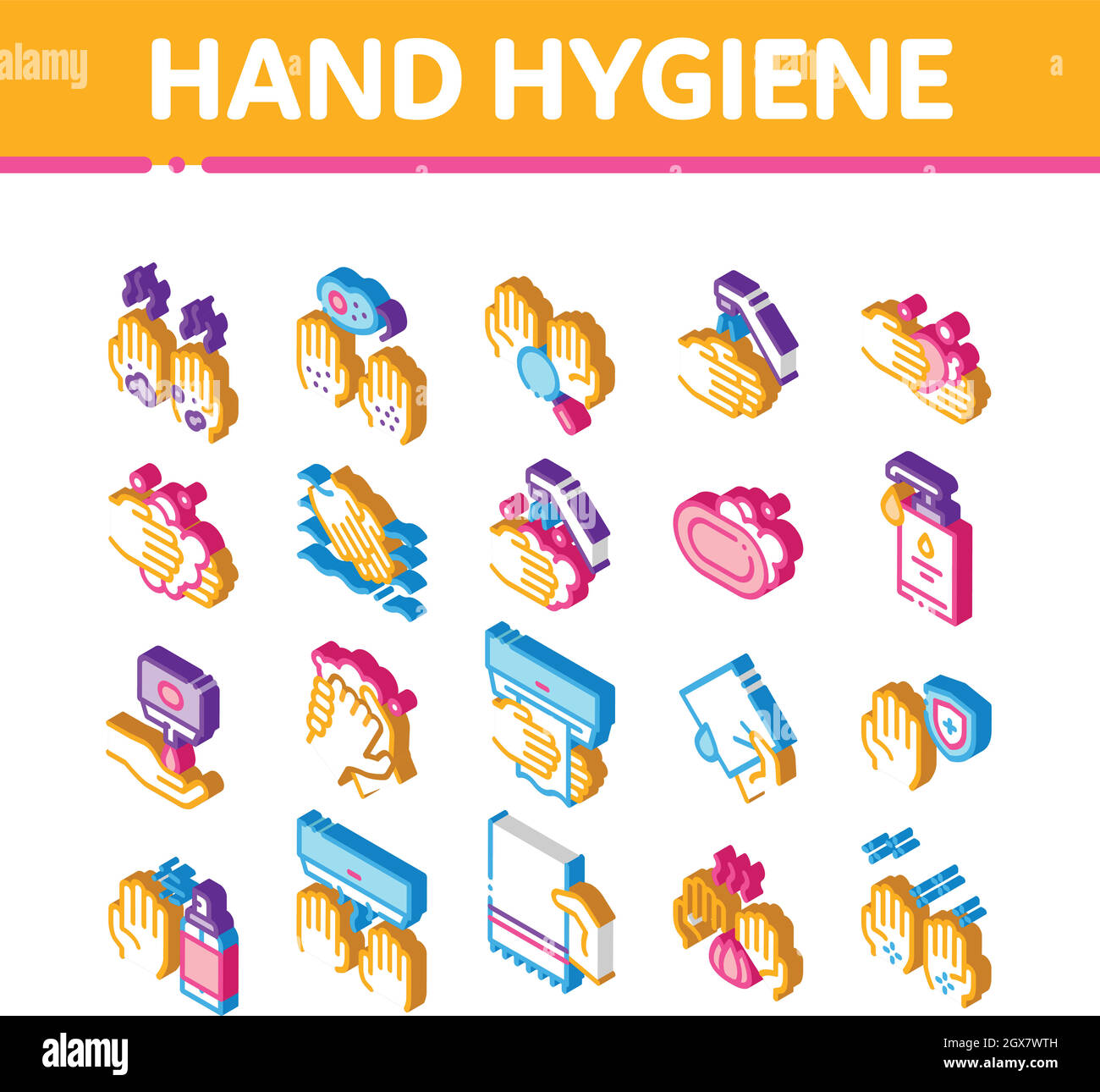 Hand Healthy Hygiene Isometric Icons Set Vector Stock Vector Image ...