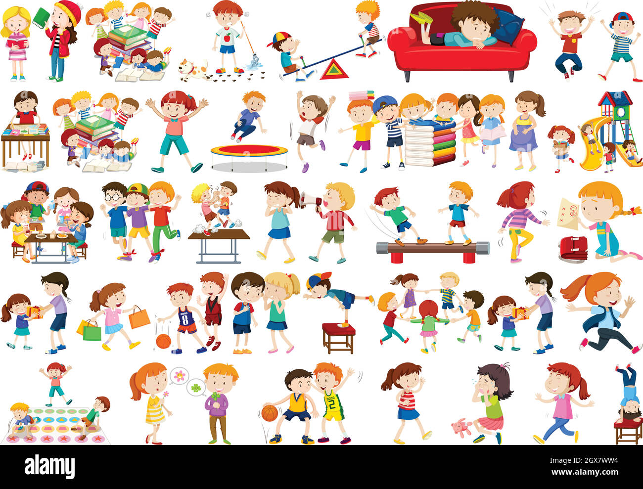 Boys, girls, children in educational fun activty theme Stock Vector ...