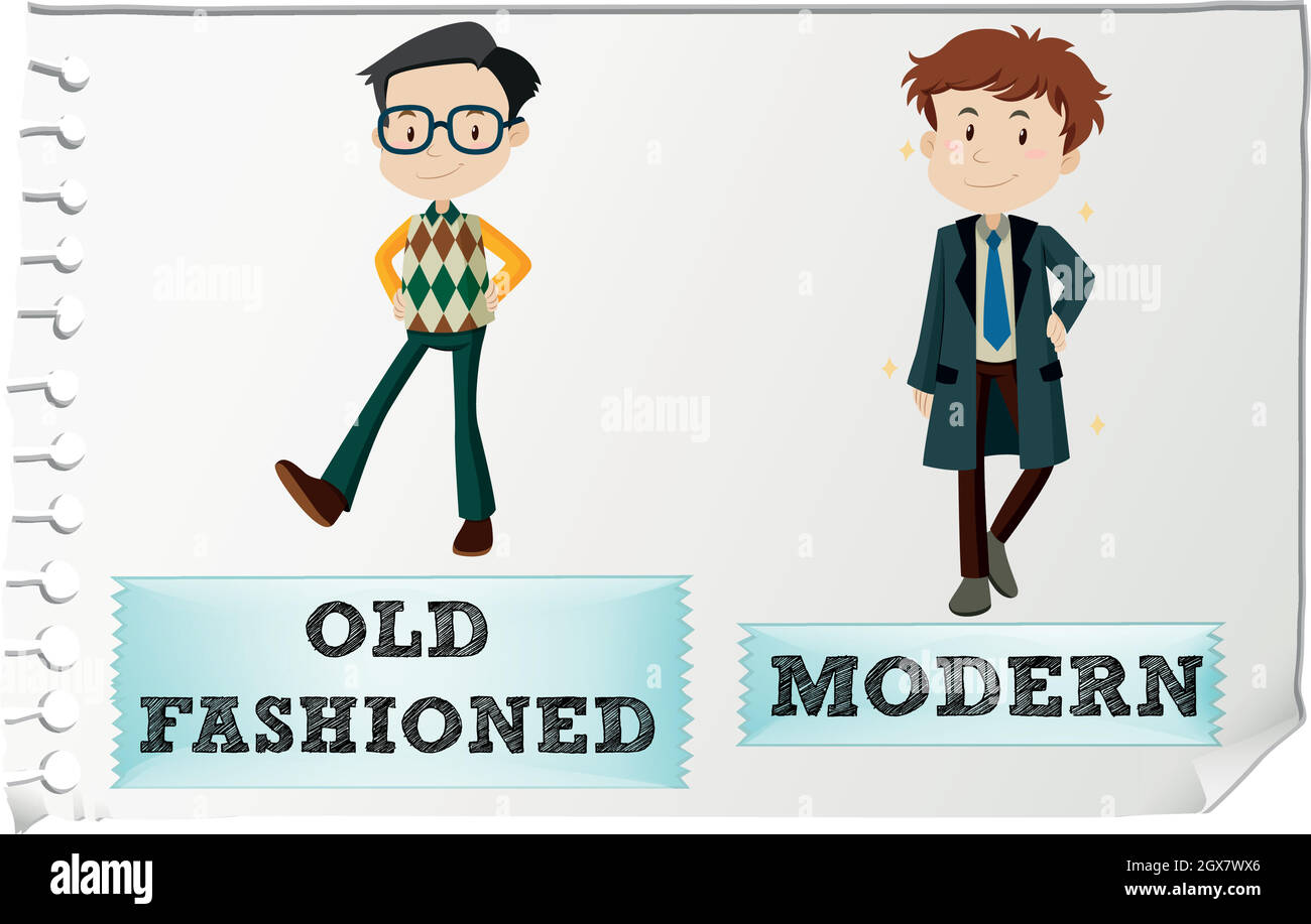 Opposite adjectives with old-fashioned and modern Stock Vector Image ...
