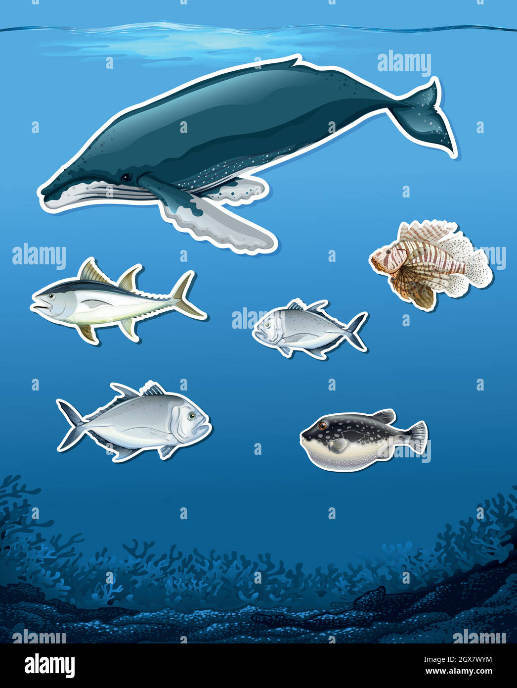Many fish underwater theme Stock Vector Image & Art - Alamy