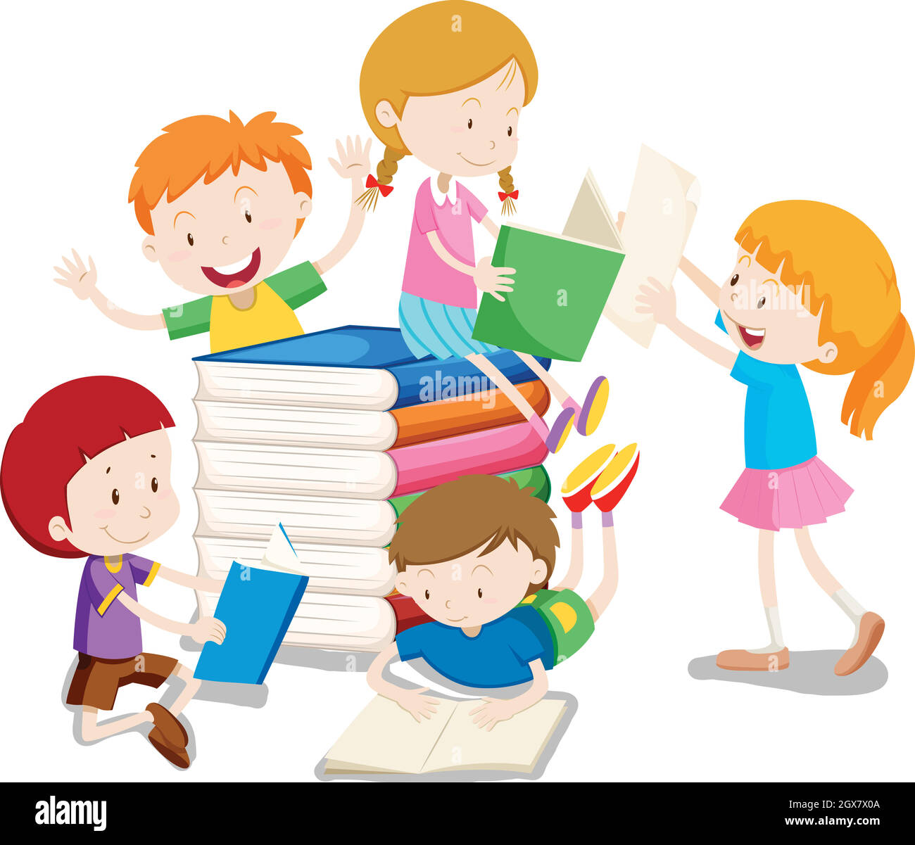 Boys and girls reading books Stock Vector Image & Art - Alamy