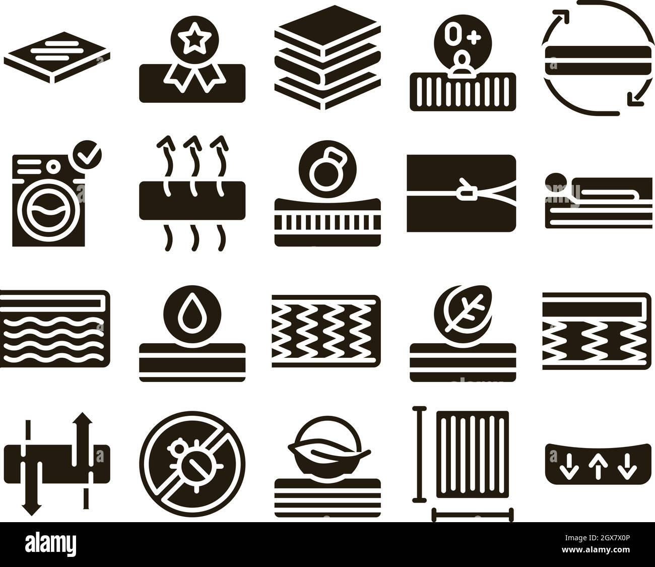 Mattress line icon set Cut Out Stock Images & Pictures - Alamy