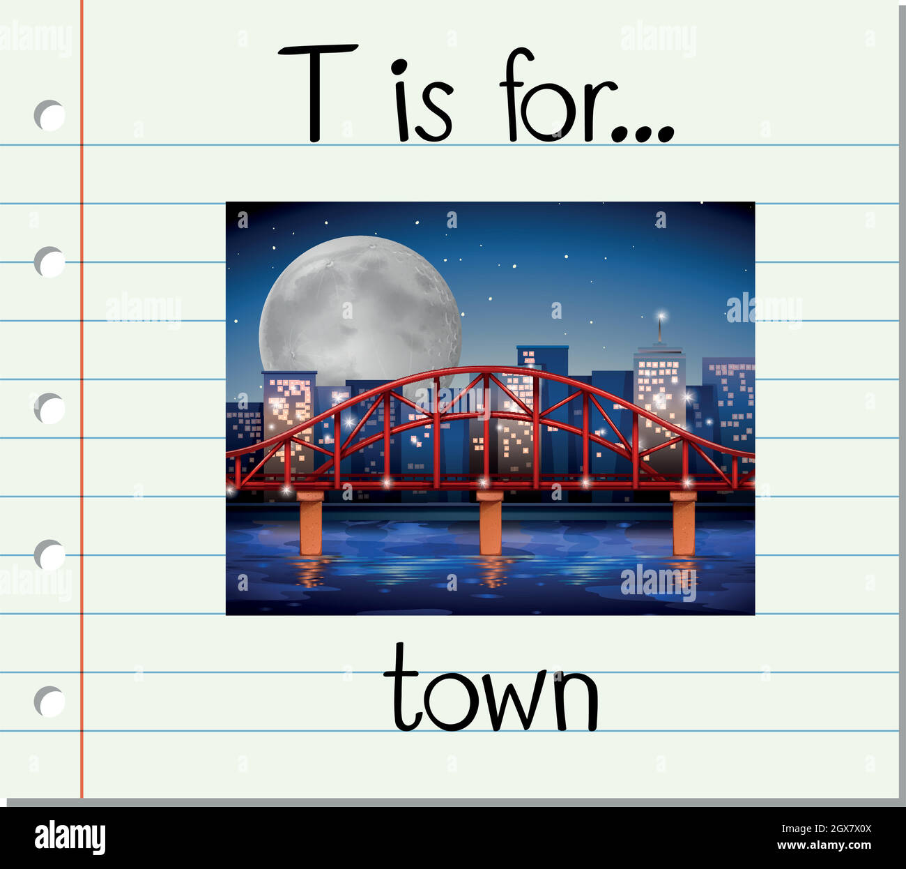 Flashcard letter T is for town Stock Vector Image & Art - Alamy