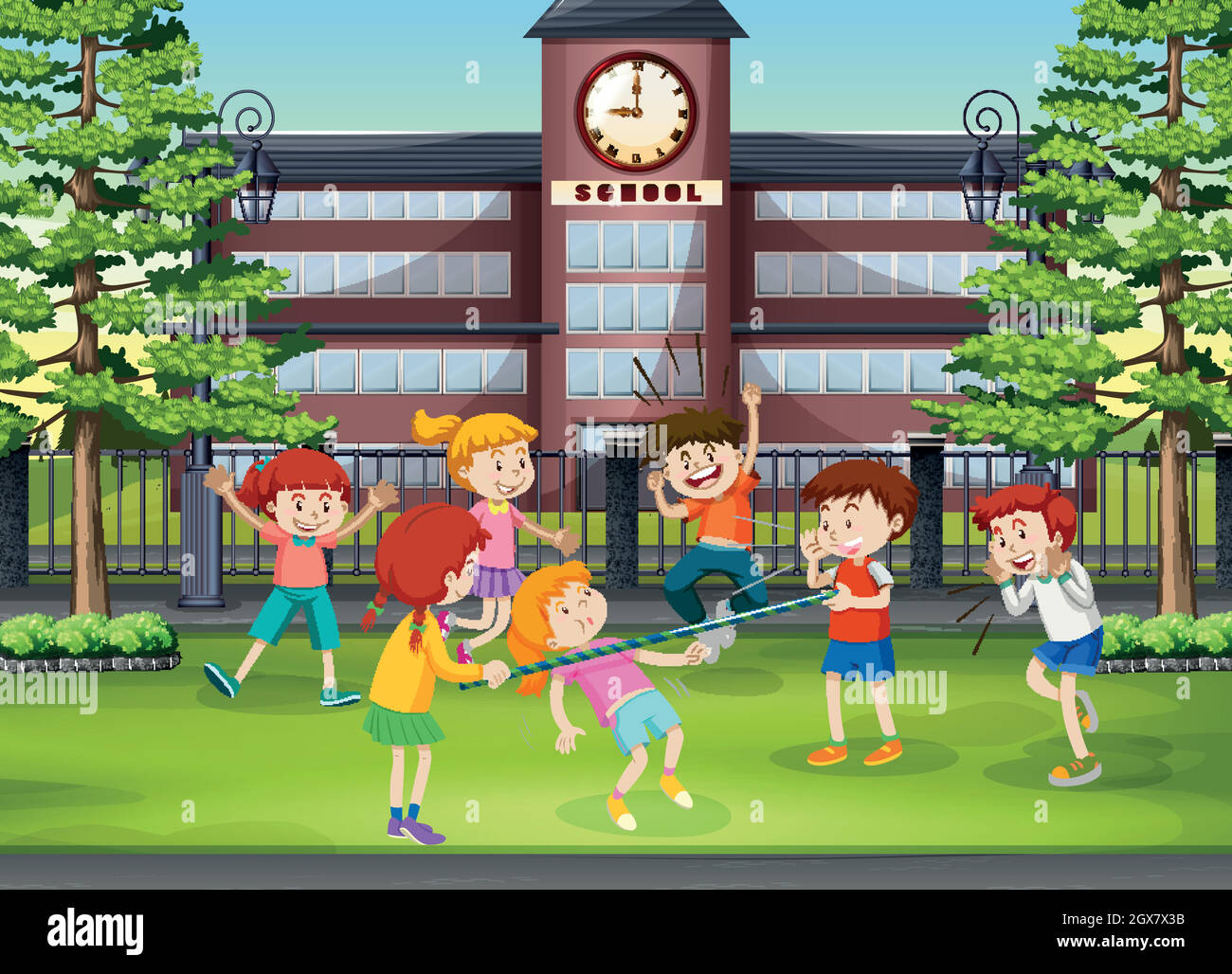 Many kids playing in the school ground Stock Vector Image & Art - Alamy