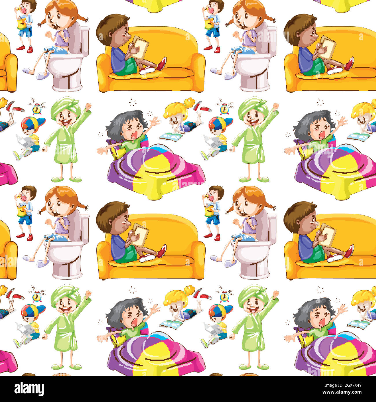 Seamless background with kids doing many activities Stock Vector Image ...