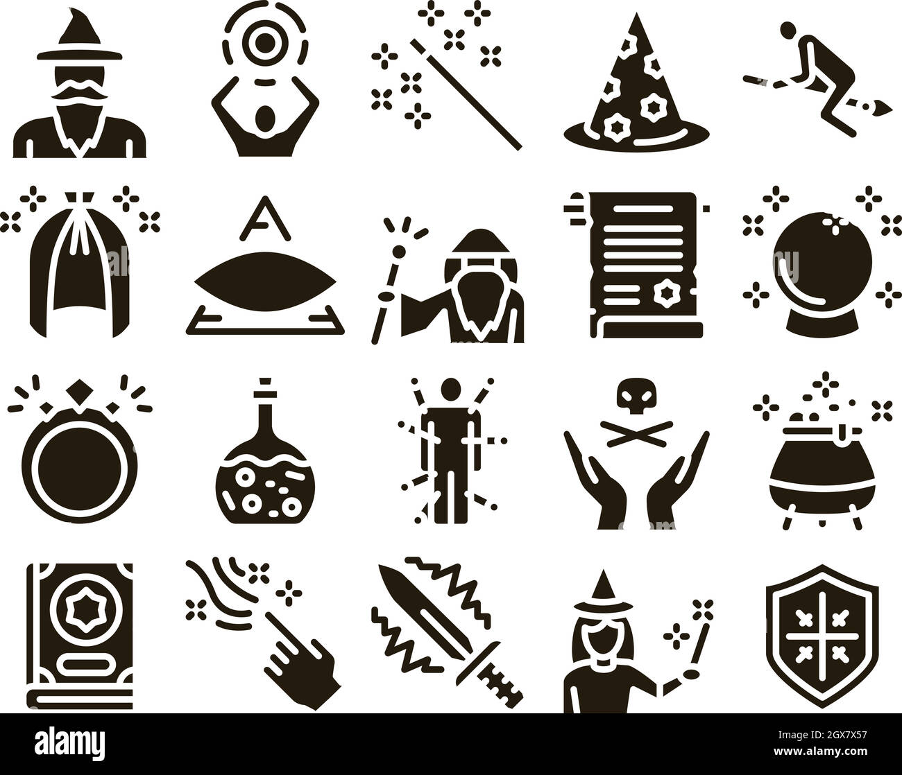 Wizard Magic Equipment Glyph Set Vector Stock Vector Image & Art - Alamy