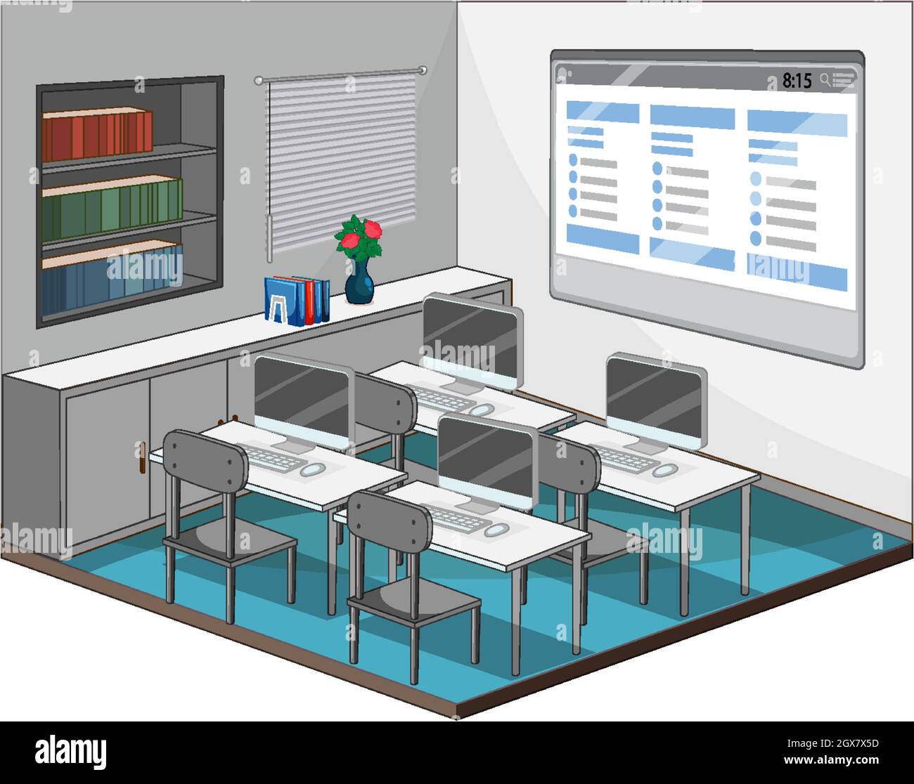 Empty computer classroom interior with classroom elements Stock Vector ...