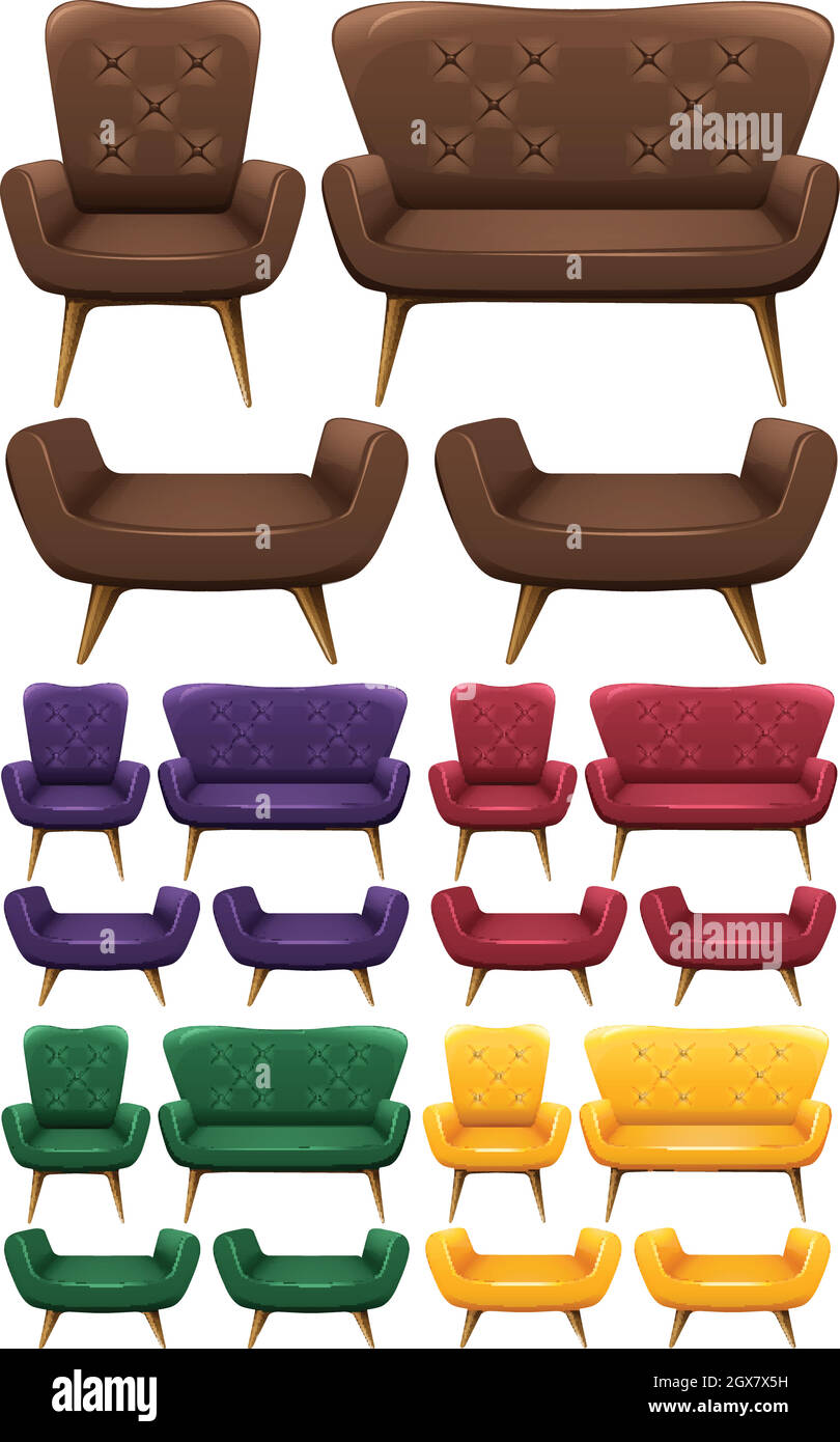 Sofa in five different colors Stock Vector Image & Art - Alamy