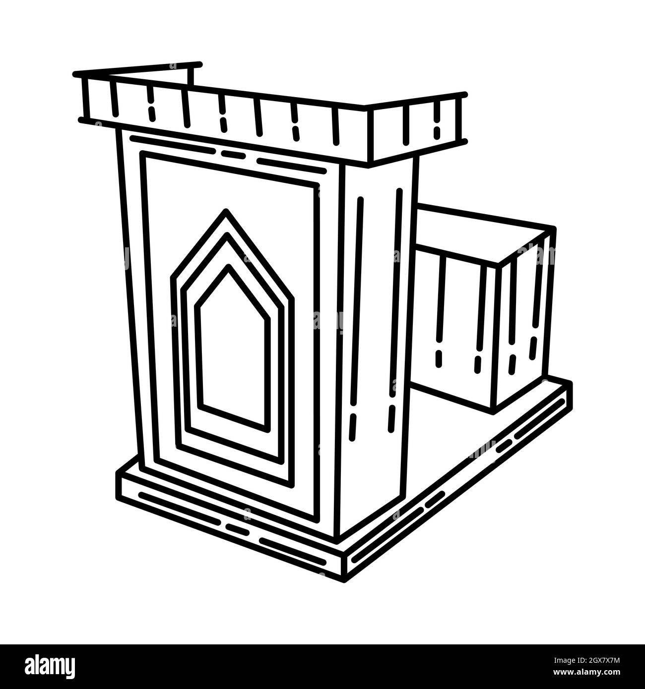 Mimbar is Part of Muslim Worship Activity Hand Drawn Icon Set Vector ...