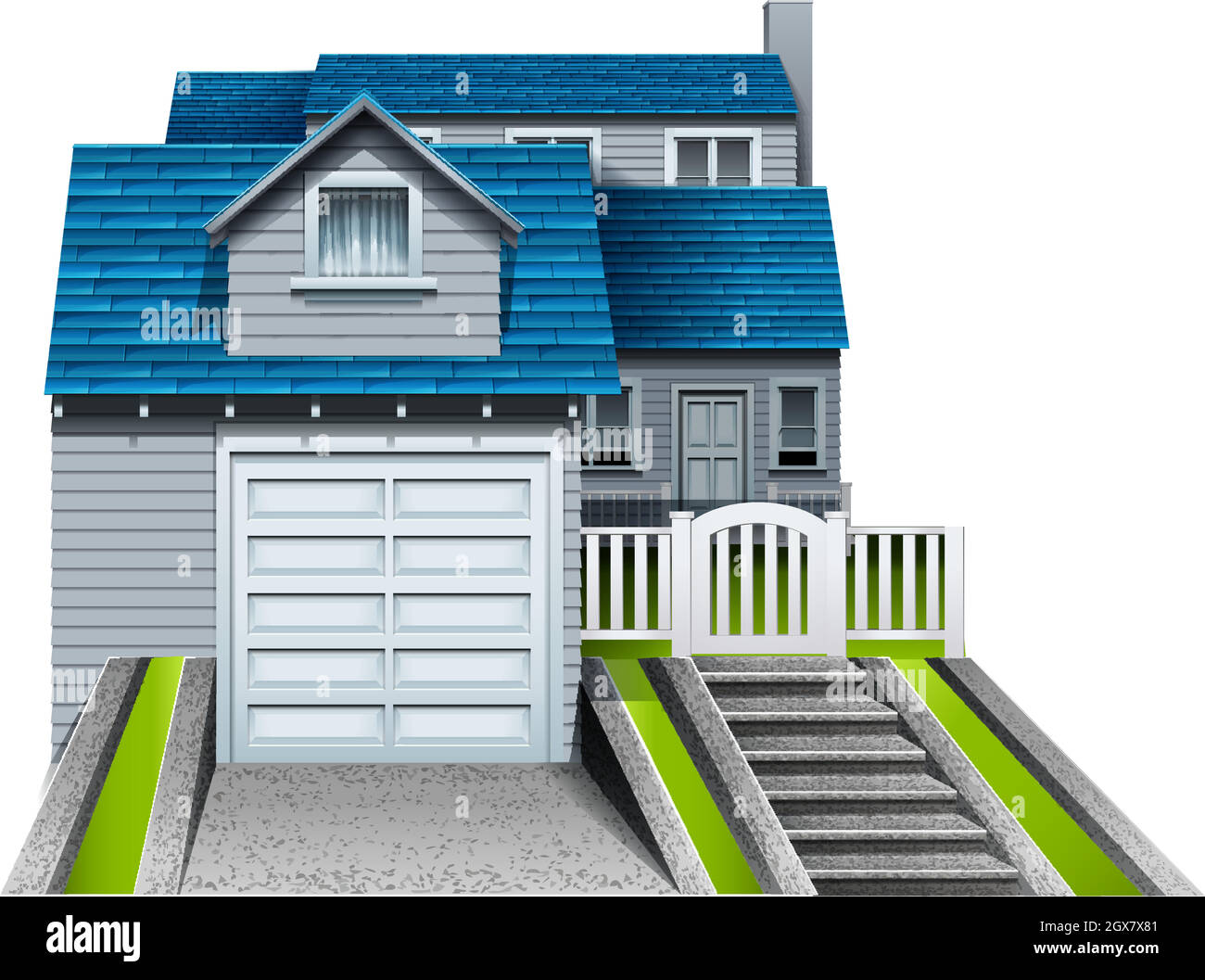 House with garage attached Stock Vector Images - Alamy