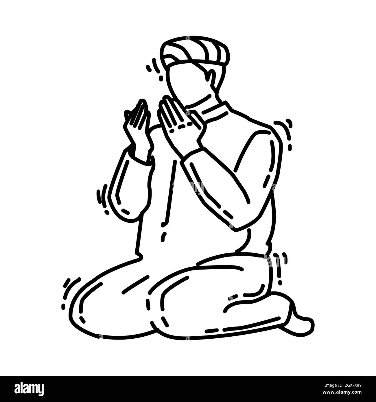 Muslim Pray is Part of Muslim Worship Activity Hand Drawn Icon Set ...