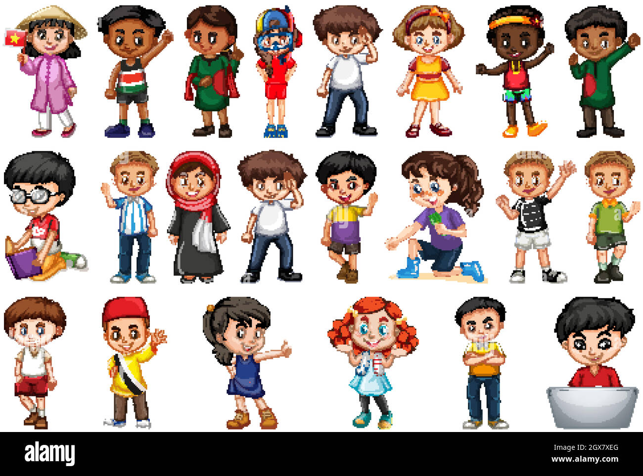 Large set of children doing different activities Stock Vector Image ...