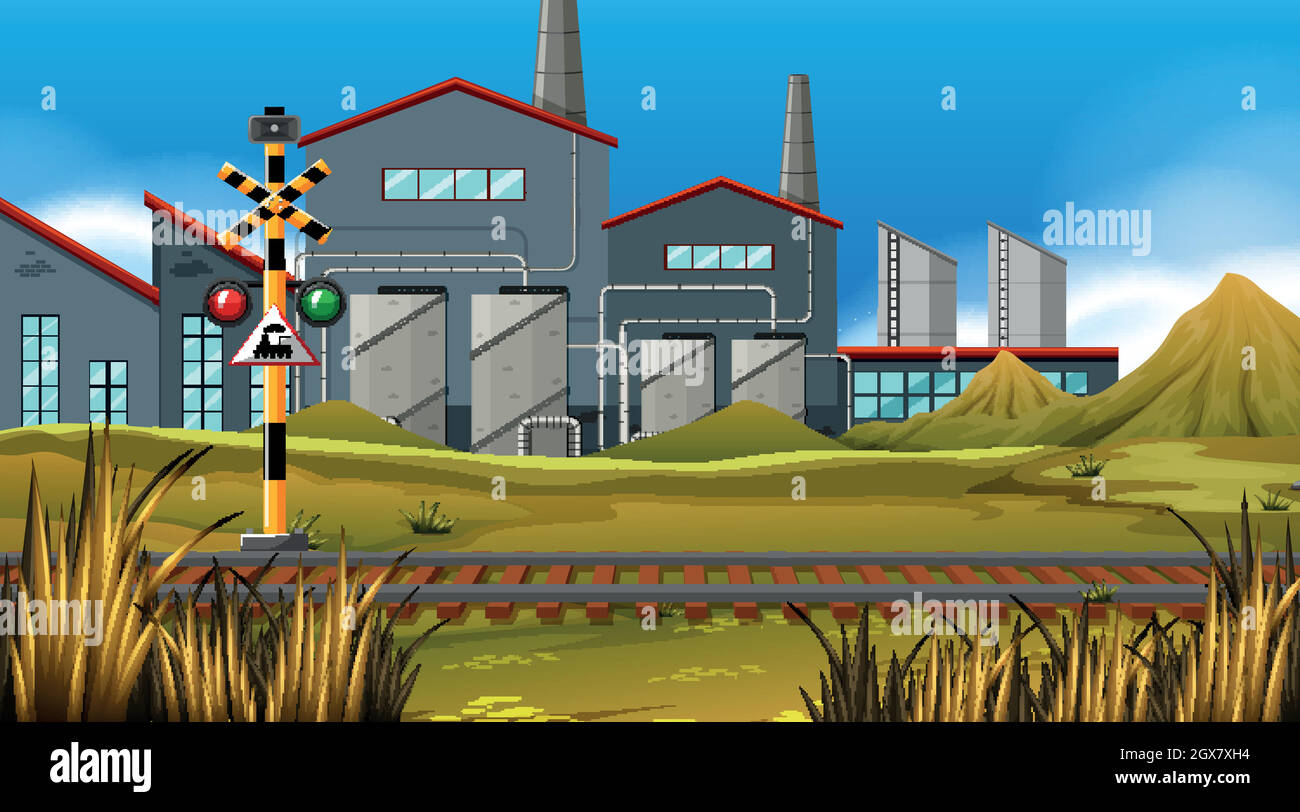 Factory train track background Stock Vector Image & Art - Alamy