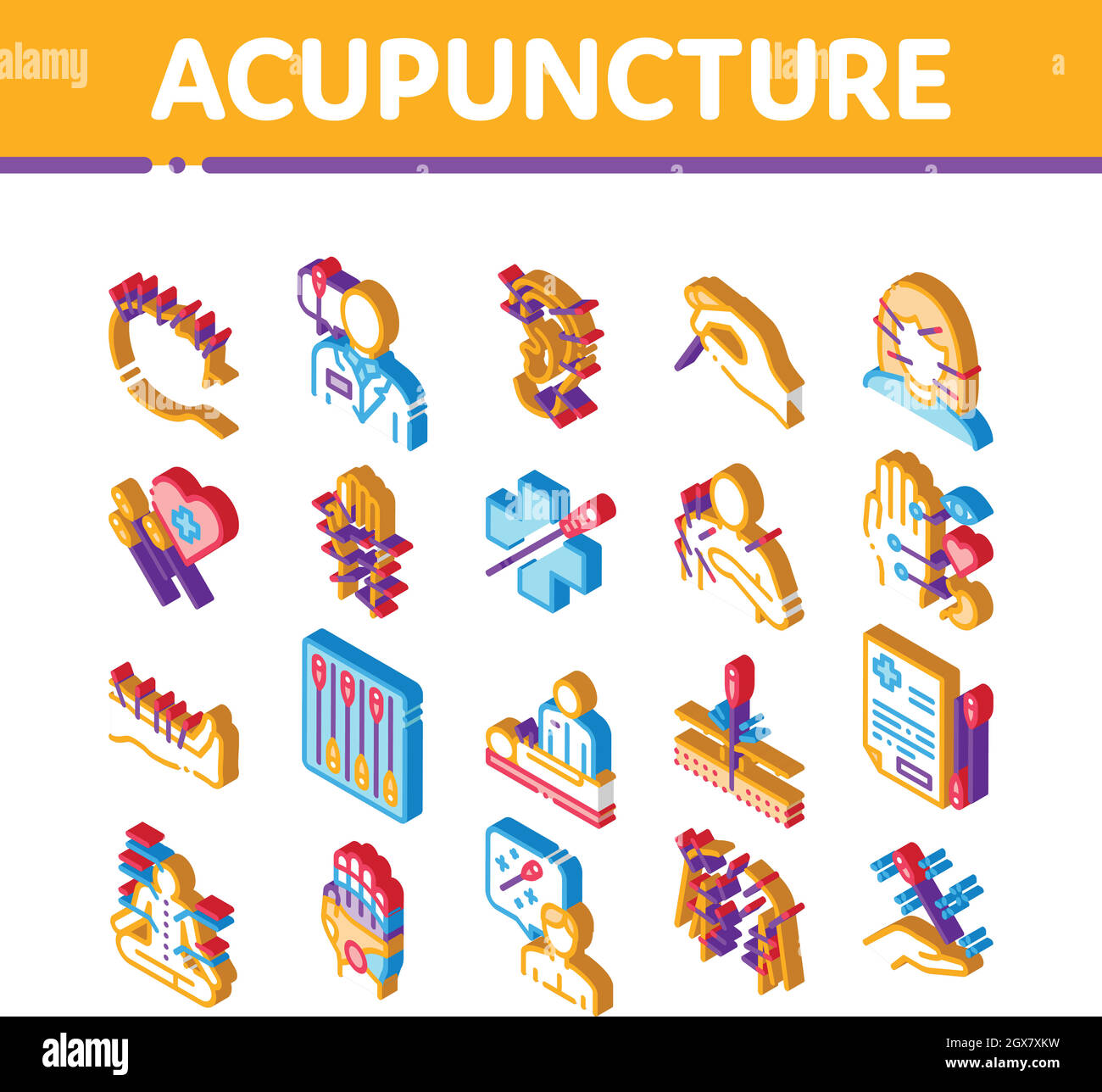 Acupuncture Therapy Isometric Icons Set Vector Stock Vector Image & Art ...