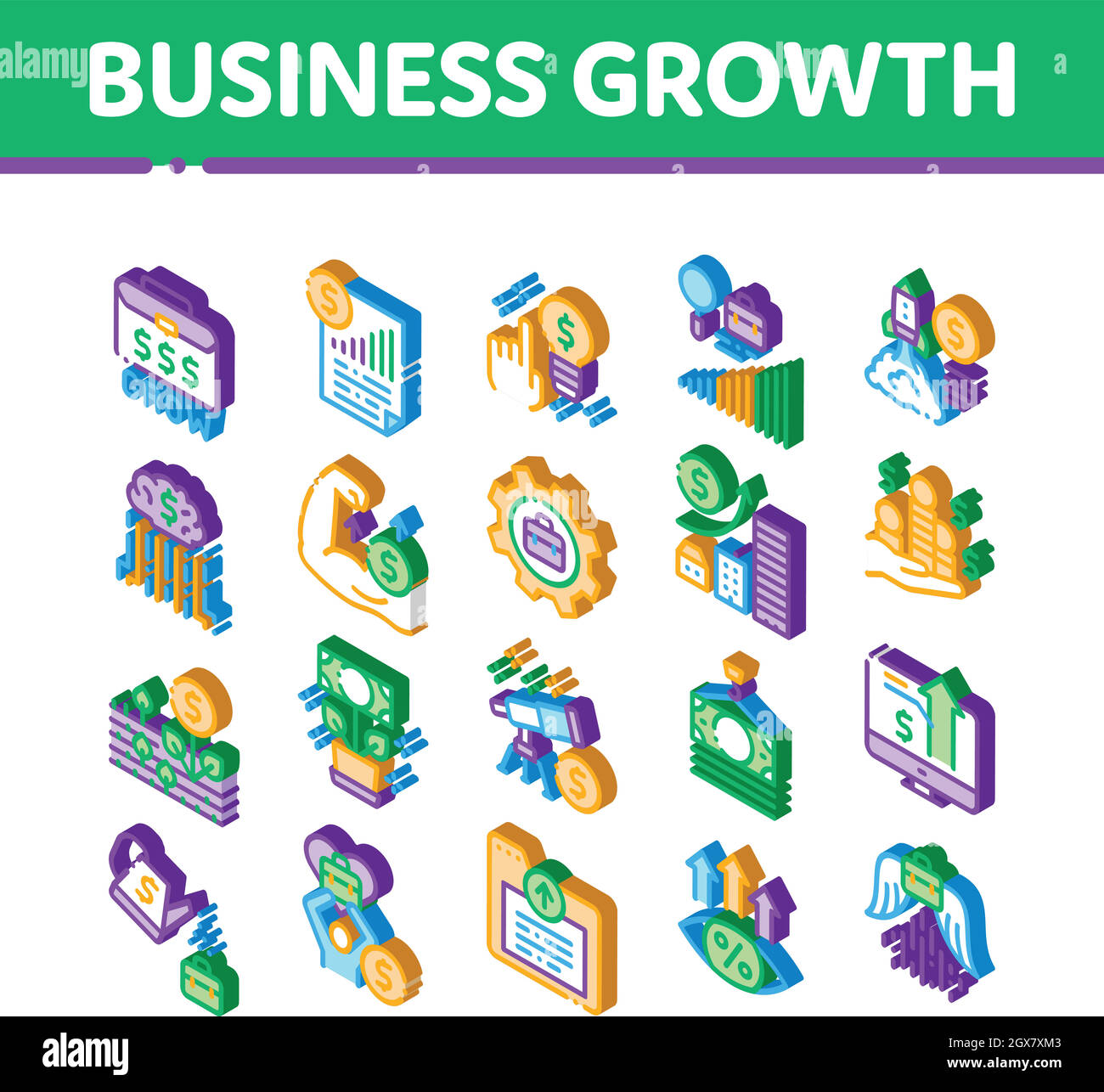 Business Growth Isometric Icons Set Vector Stock Vector Image & Art - Alamy