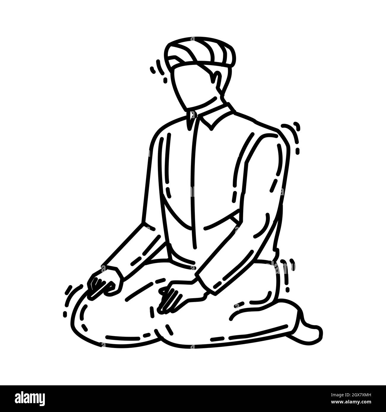 Sholat is Part of Muslim Worship Activity Hand Drawn Icon Set Vector ...