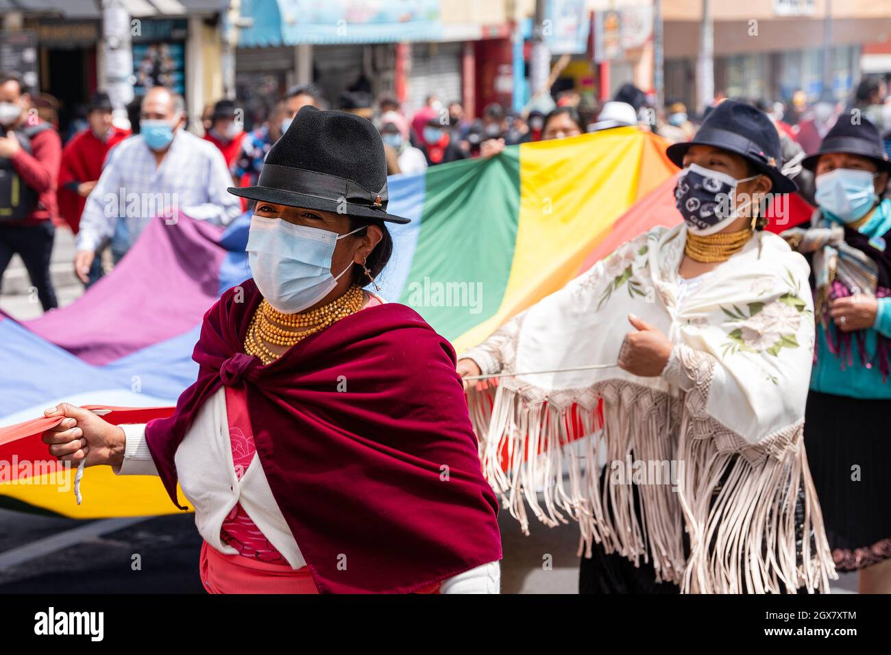 Various Indigenous and social organizations march to Quito's old town ...