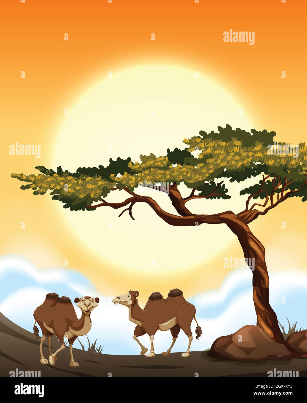 Desert scene with camels Stock Vector Image & Art - Alamy