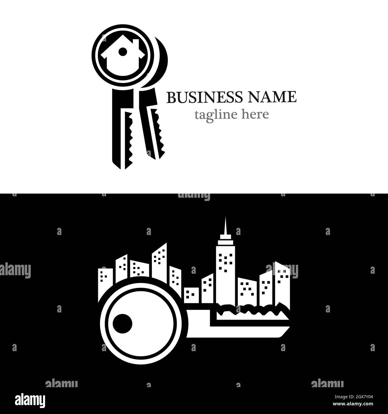 City building keys logo template vector icon design Stock Photo - Alamy