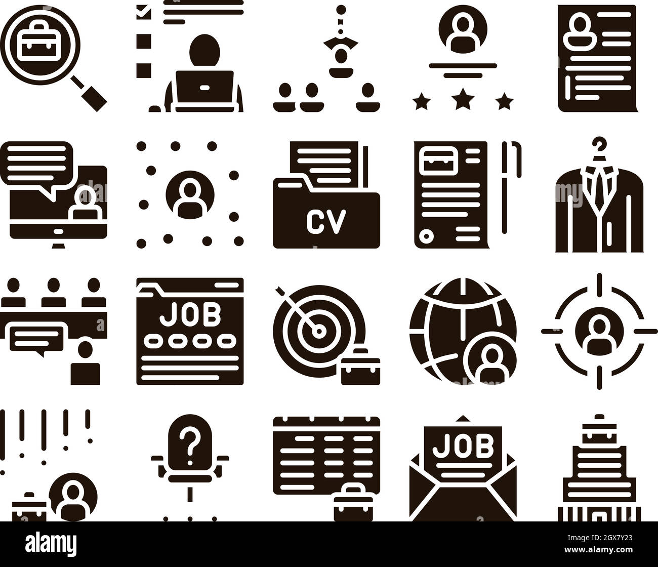Job Hunting Collection Elements Vector Icons Set Stock Vector Image ...