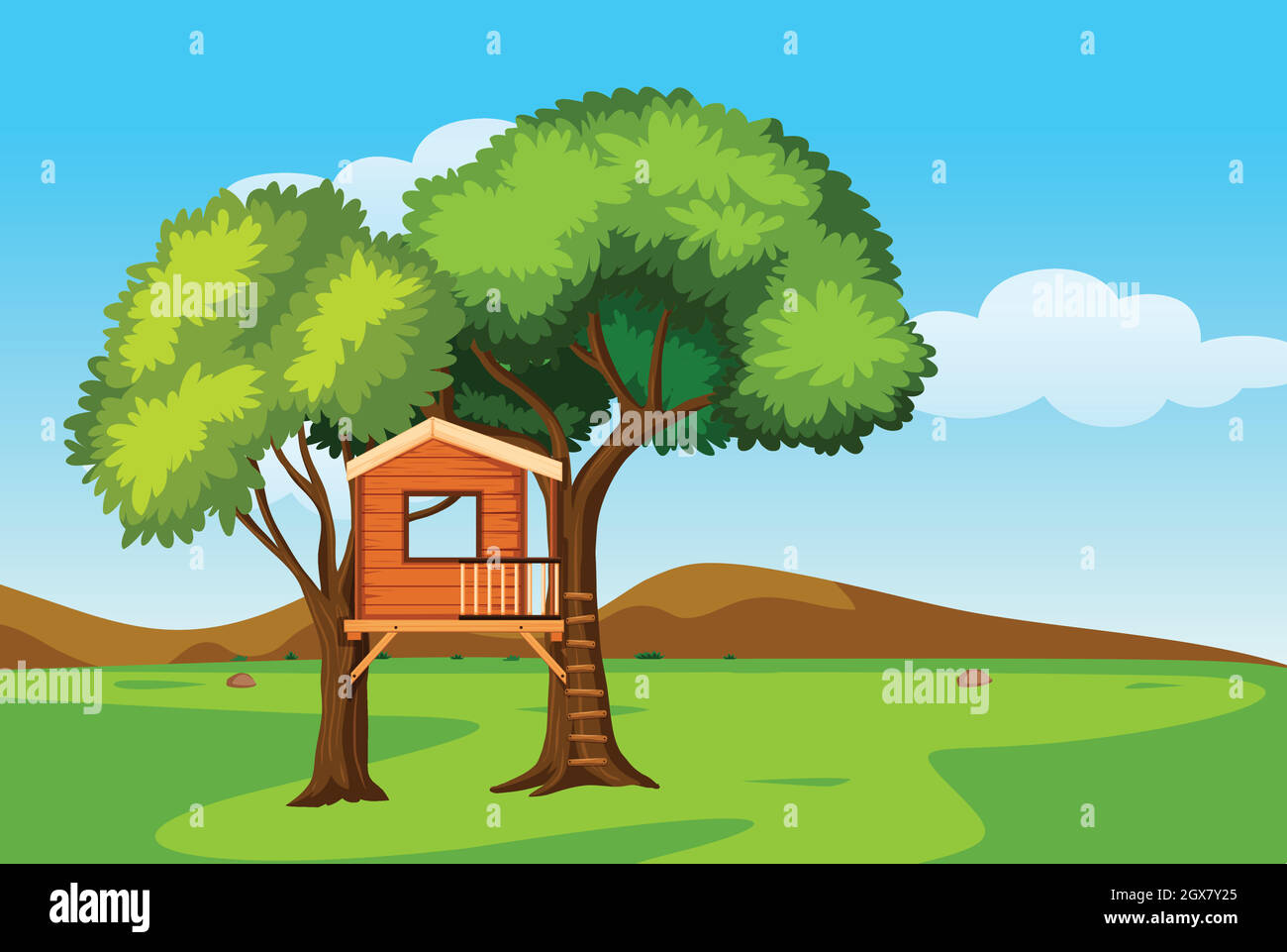 A tree house in nature landscape Stock Vector Image & Art - Alamy