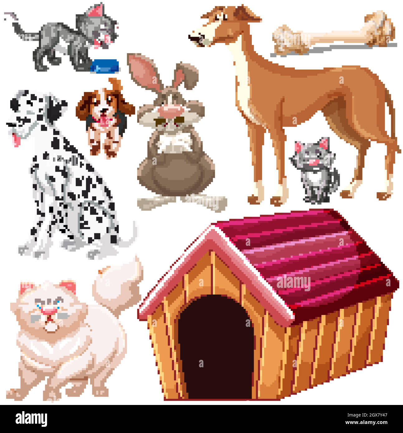 Cute pets set cartoon illustration Stock Vector Images - Alamy