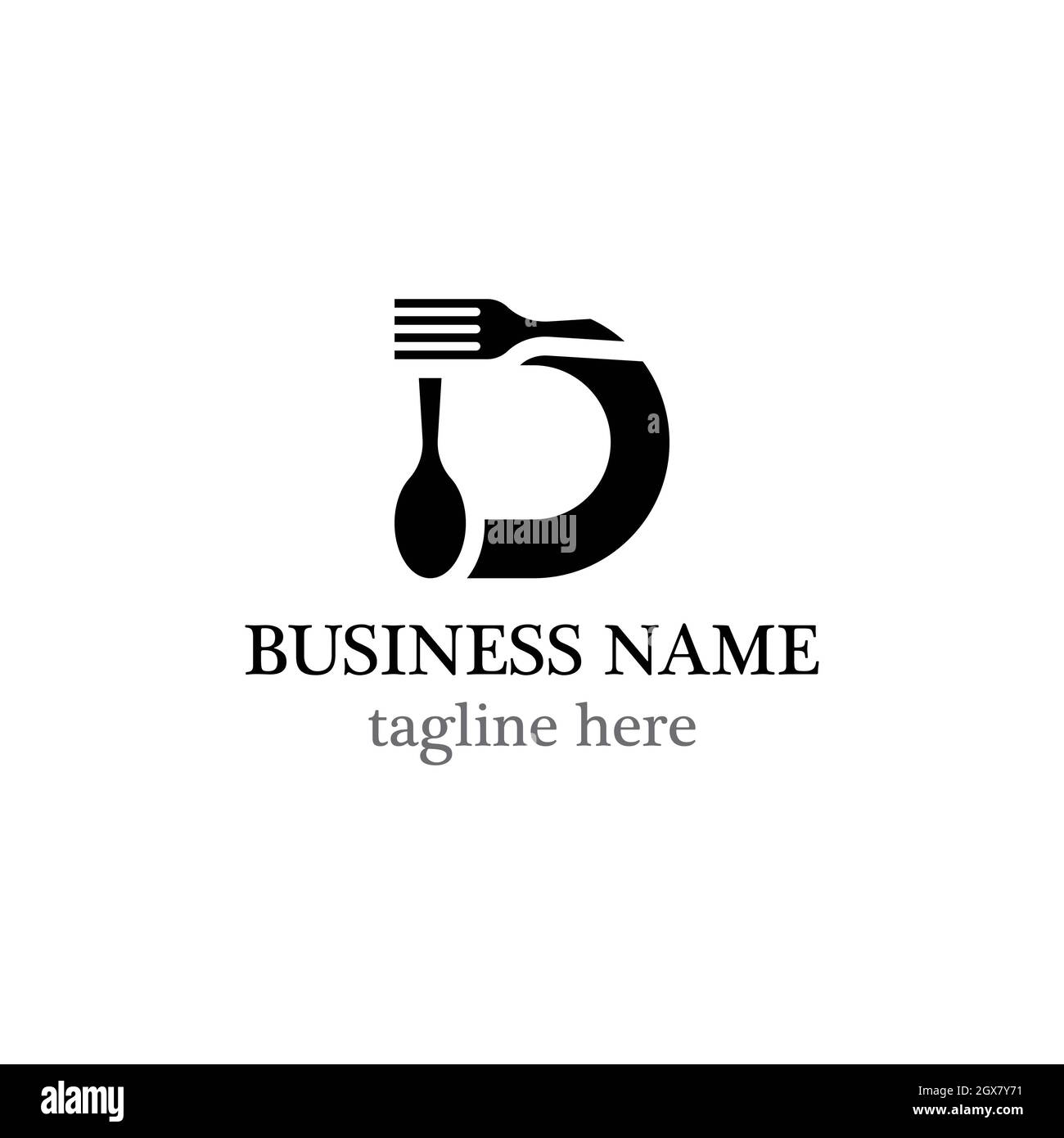D letter spoon and fork logo template vector icon design Stock Photo ...