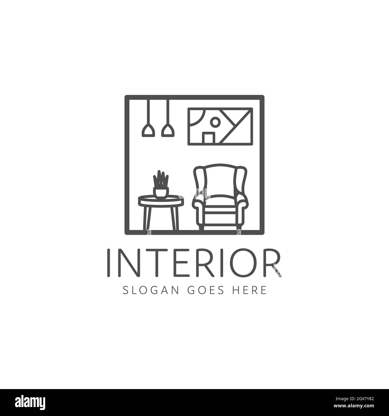 Room interior line art Stock Vector Images - Alamy