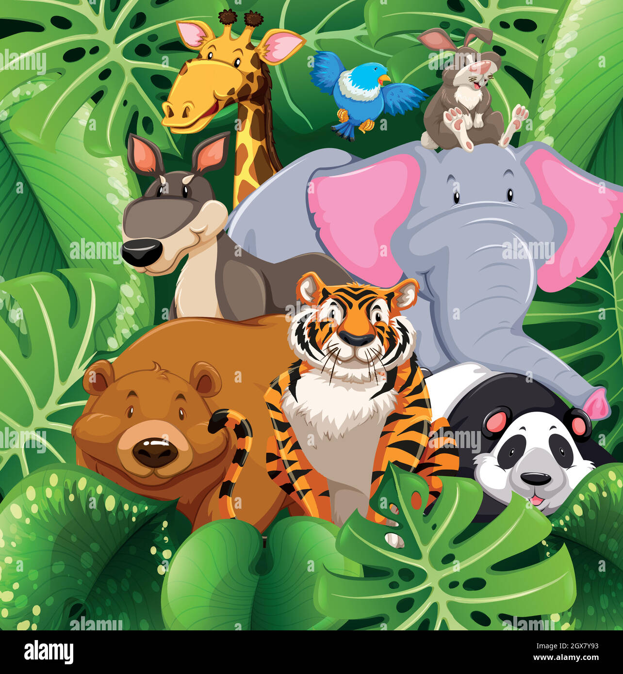 Wild animals in the bush Stock Vector Image & Art - Alamy