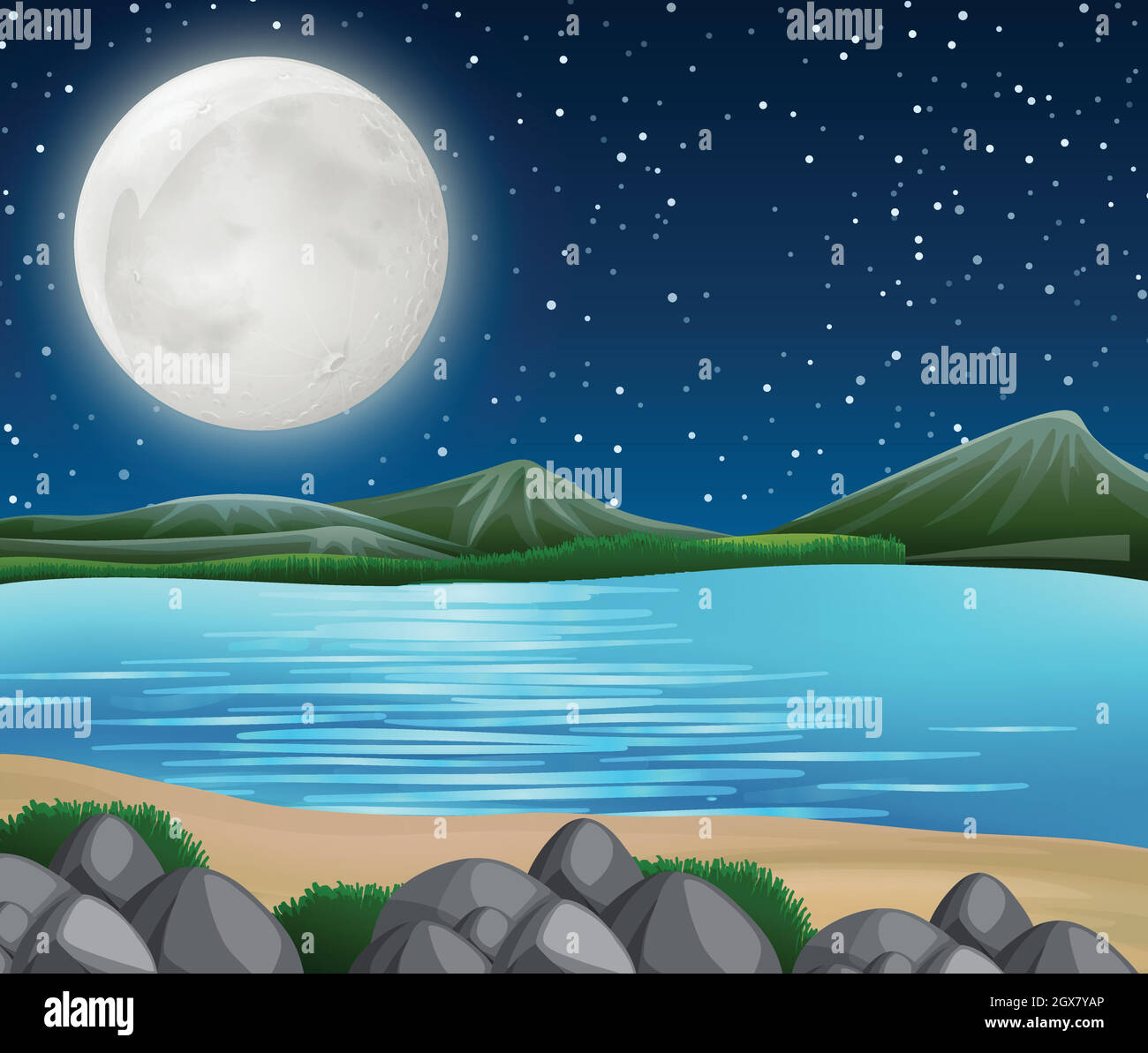 River scene at night Stock Vector Image & Art - Alamy