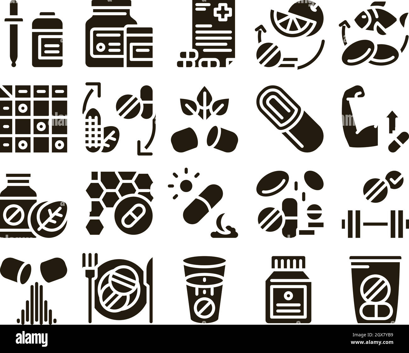 Supplements Collection Elements Icons Set Vector Stock Vector Image