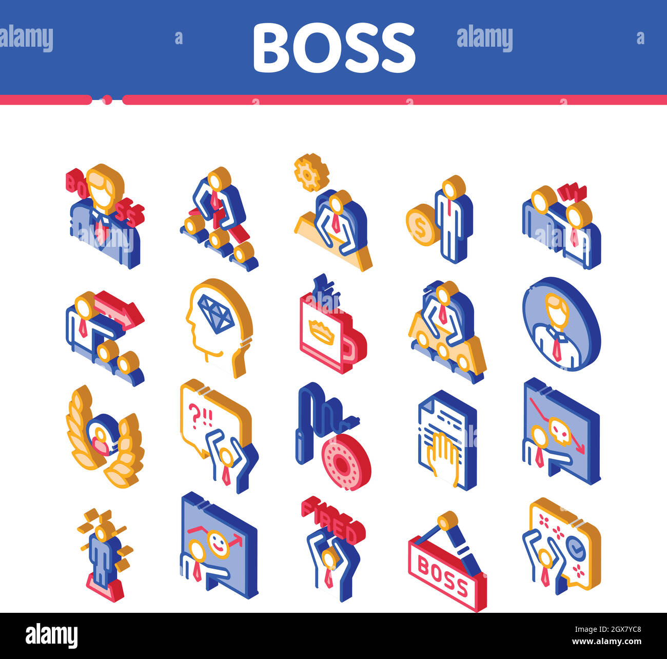 Boss Leader Company Isometric Icons Set Vector Stock Vector Image & Art ...