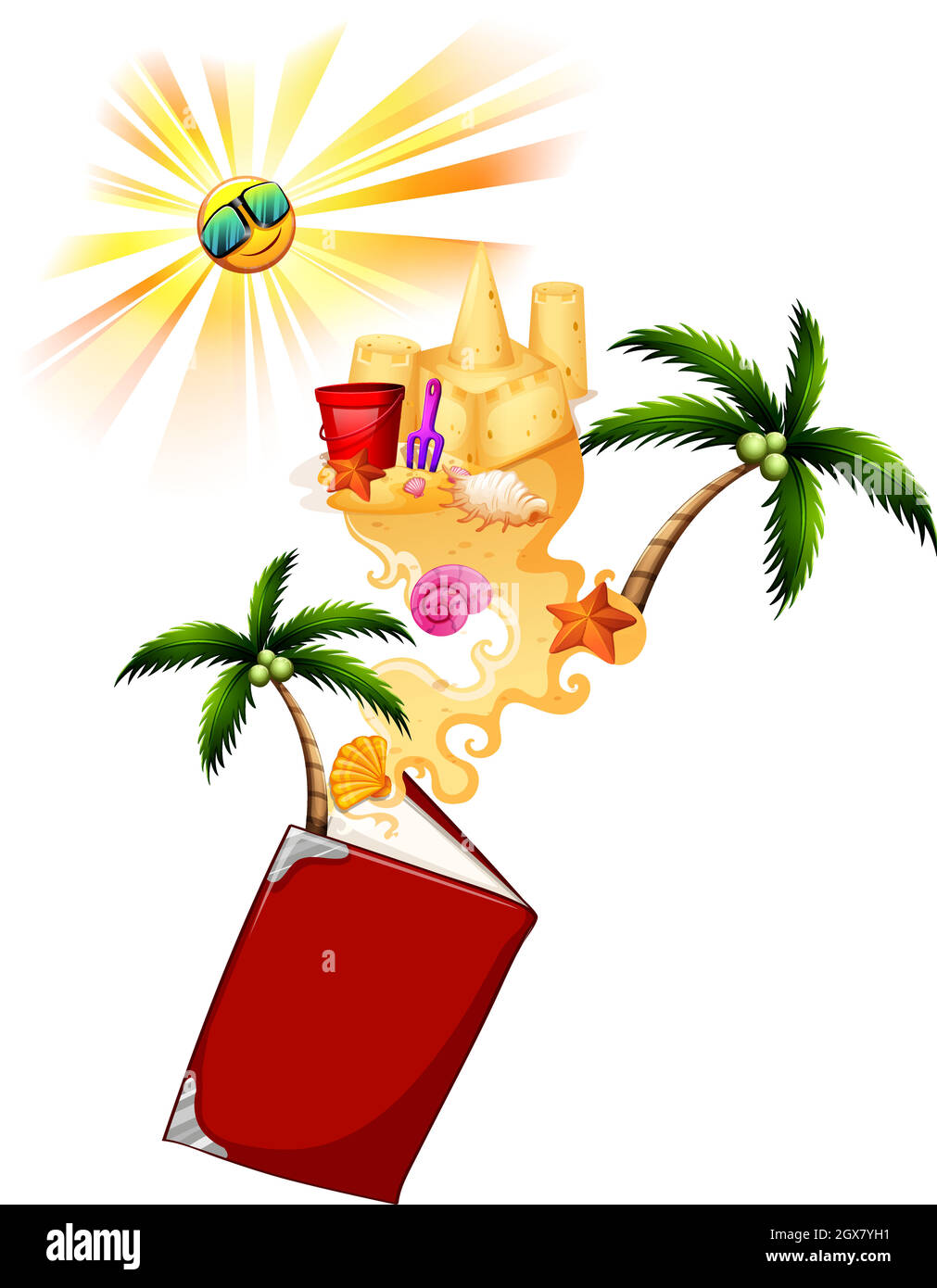 Book of sand castle and trees Stock Vector Image & Art - Alamy