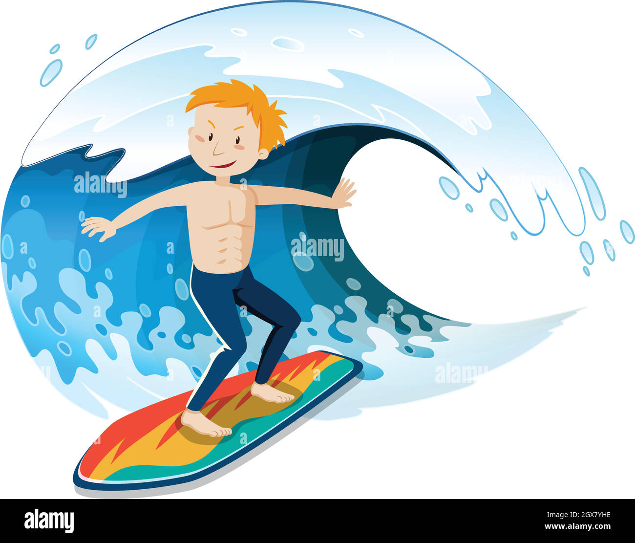 Cartoon illustration boy surfboard hi-res stock photography and images ...