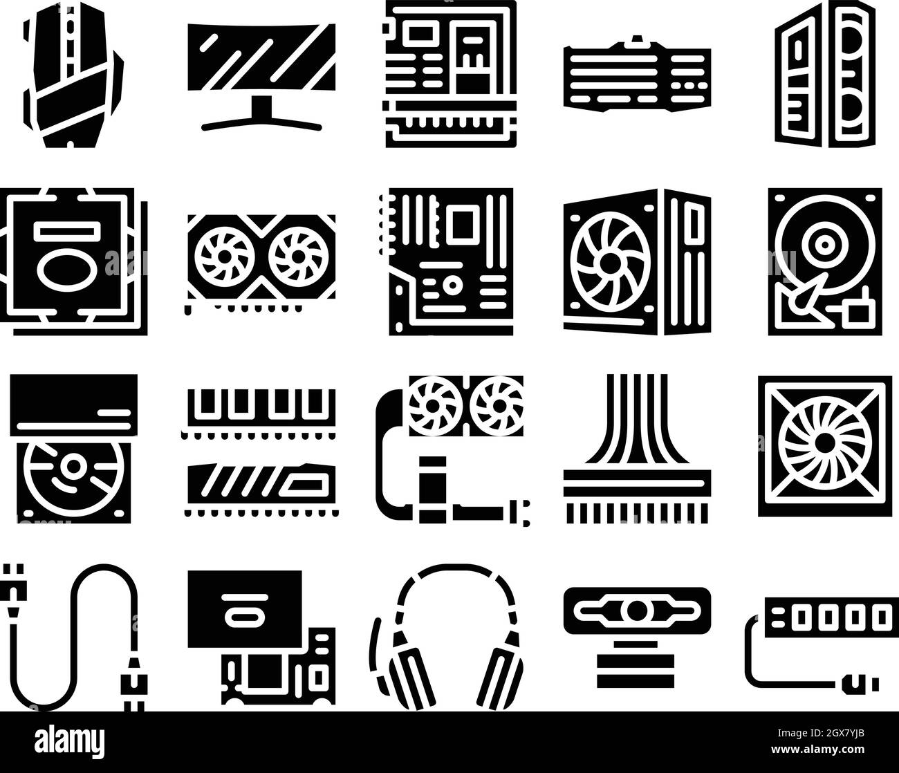 Computer Technology Glyph Set Vector Illustration flat Stock Vector ...