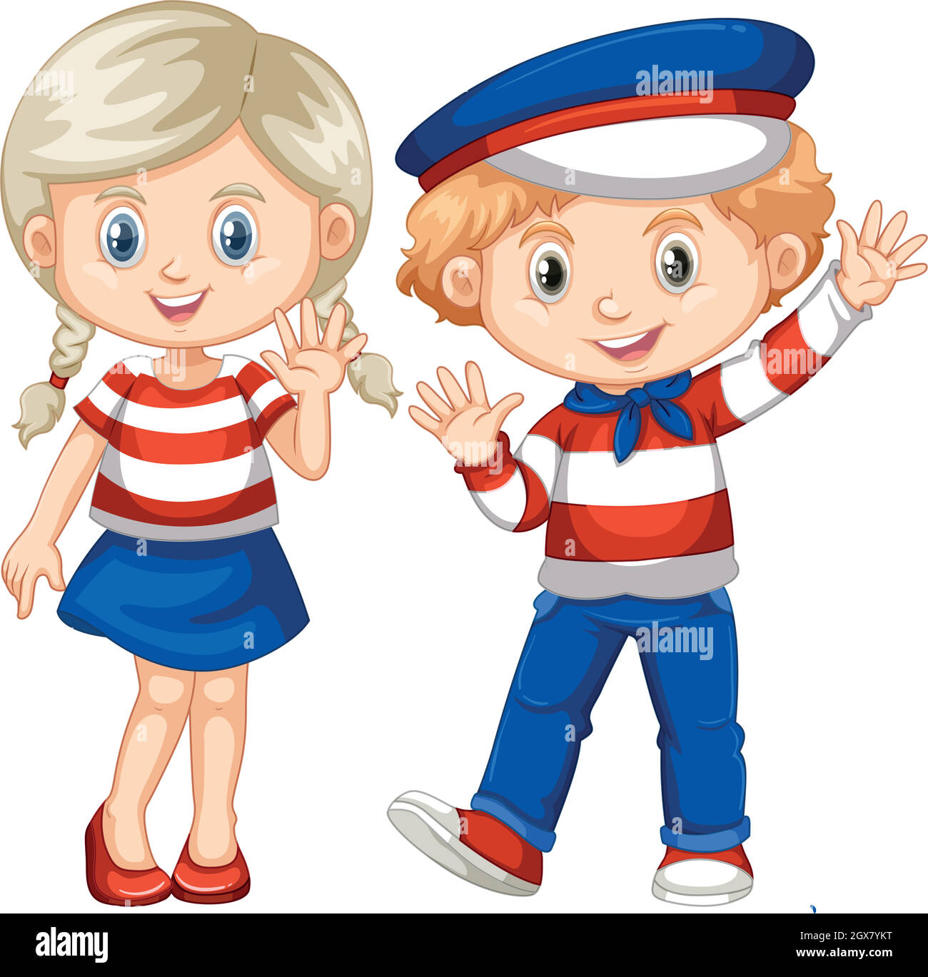 Boy and girl waving hello Stock Vector Image & Art - Alamy