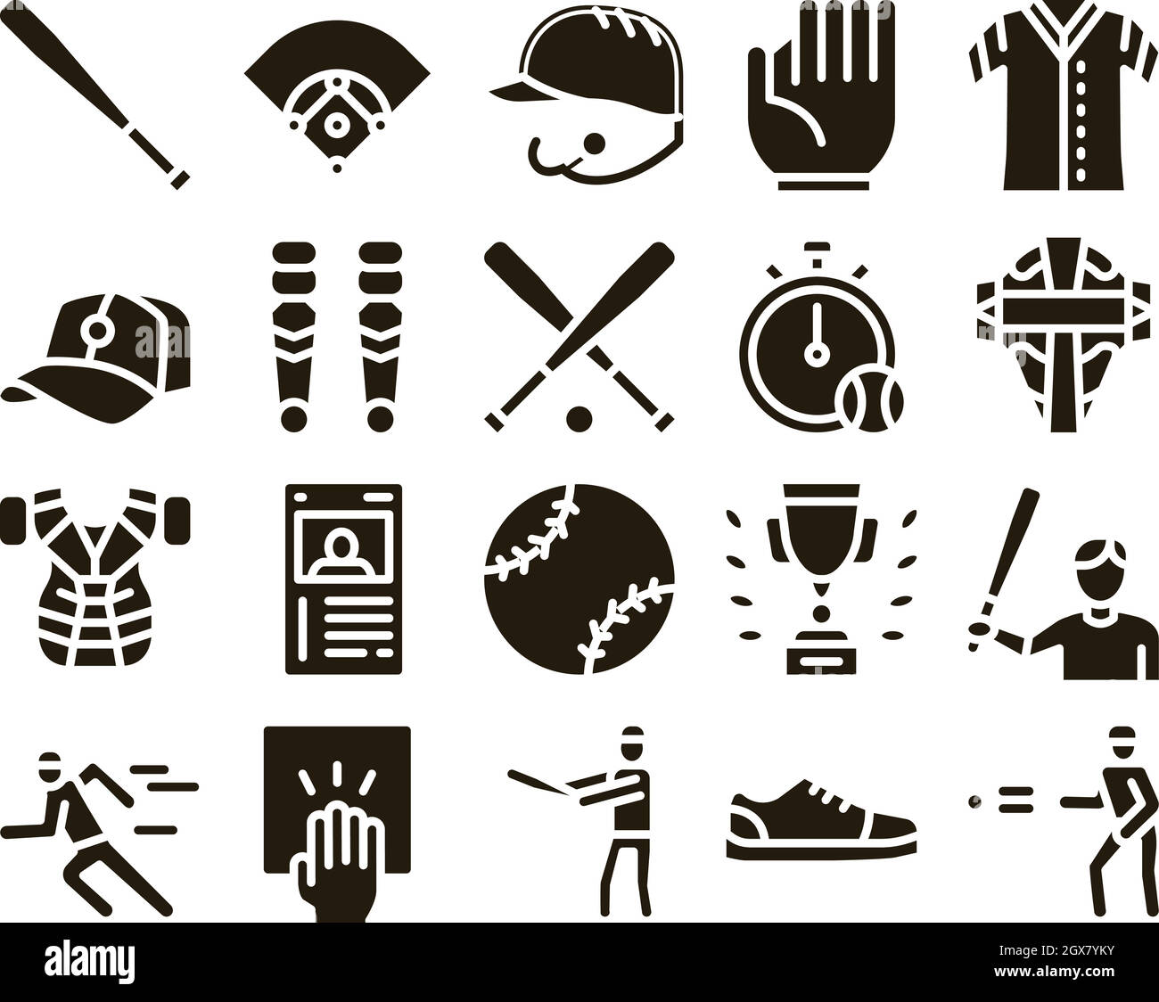 Baseball Game Tools Glyph Set Vector Stock Vector Image & Art - Alamy