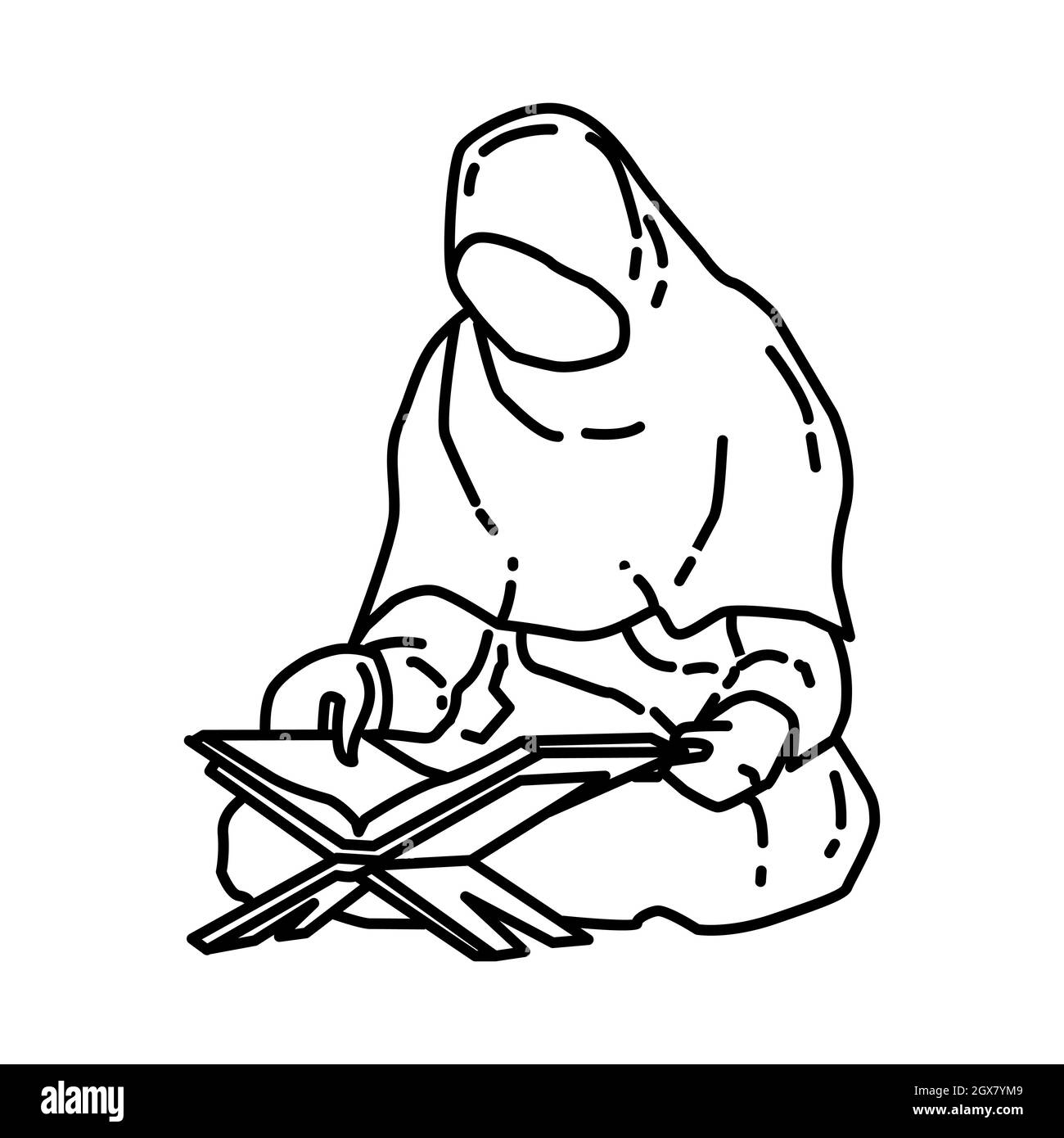 Women Tadarus is Part of Muslim Worship Activity Hand Drawn Icon Set Vector Stock Vector Image ...