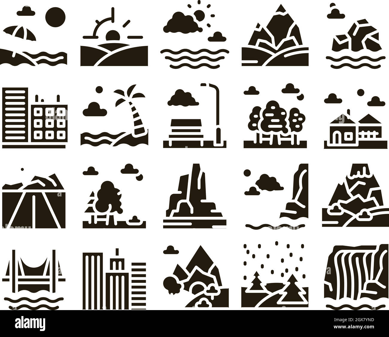 Landscape Travel Place Glyph Set Vector Stock Vector Image & Art - Alamy
