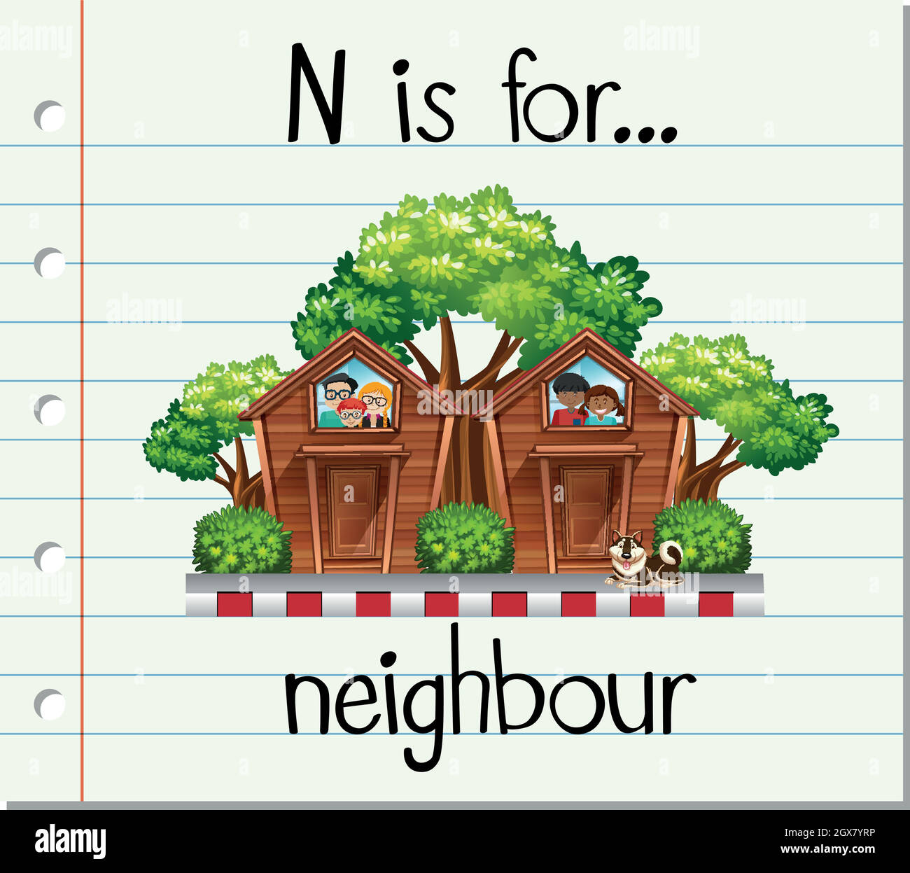 Flashcard letter N is for neighbour Stock Vector Image & Art - Alamy