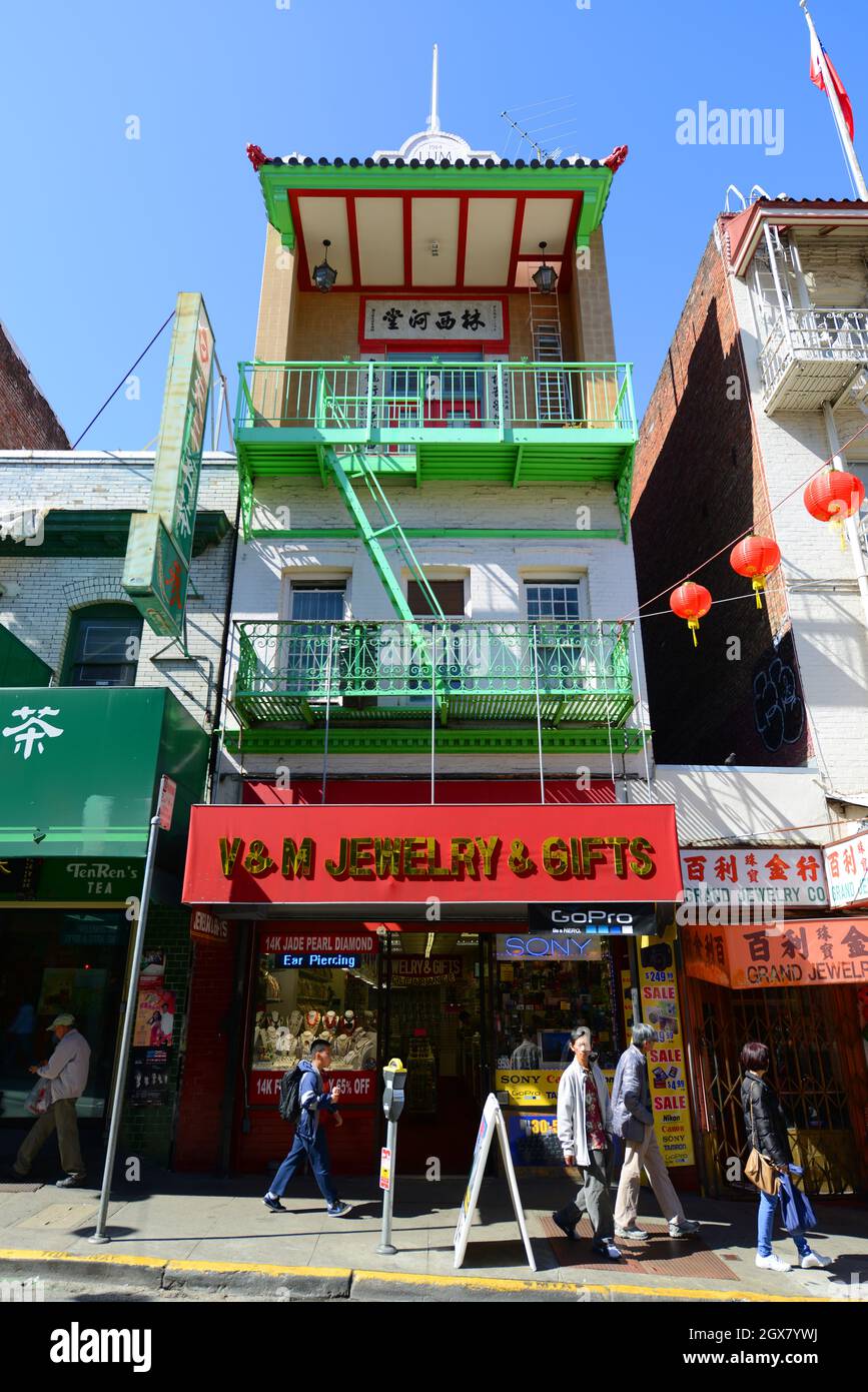 Antique Chinese style commercial buildings on 953 Grant Avenue near ...