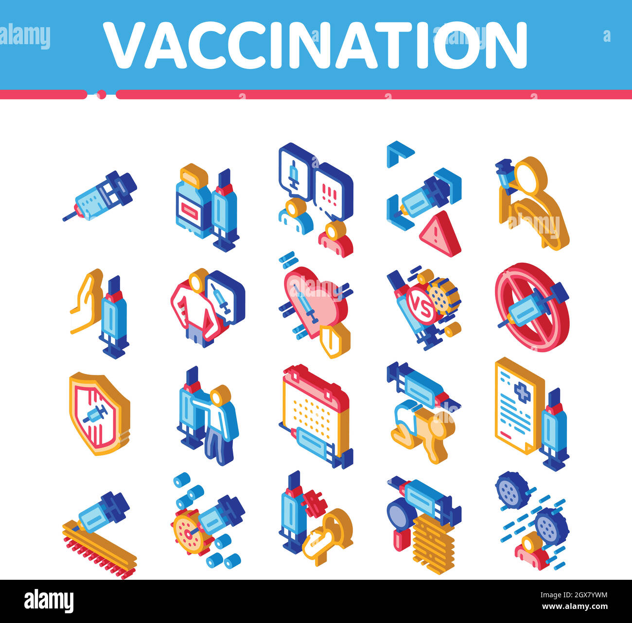 Vaccination Syringe Isometric Icons Set Vector Stock Vector Image & Art ...